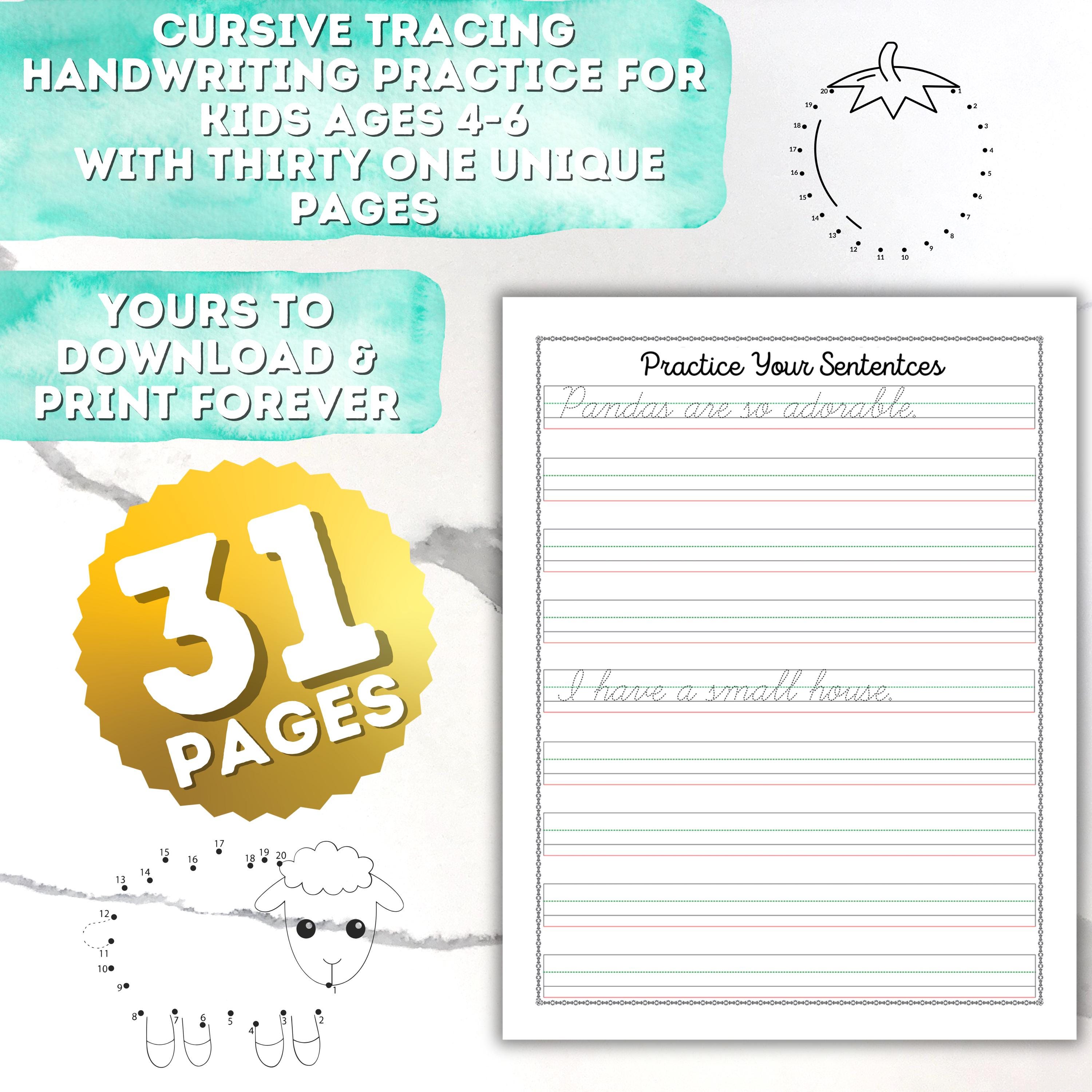 Cursive Tracing Handwriting Practice for Ages 8-12 Part 3, 31 ...