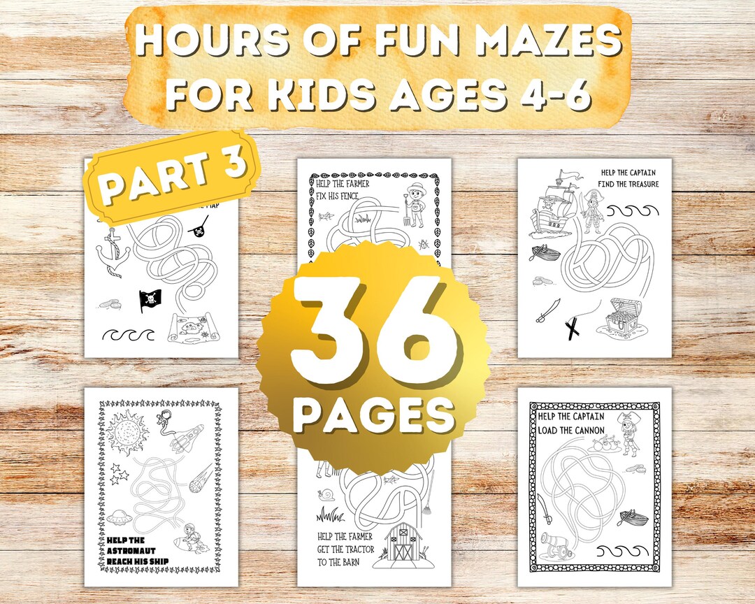 Mazes for Kids Ages 4-6 Part 3, 36 Engaging Maze Puzzles, Digital ...