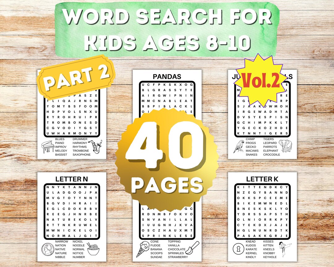 Word Search for Kids Ages 8-10, Vol 2 - Part 2: 40 Fun Puzzles ...