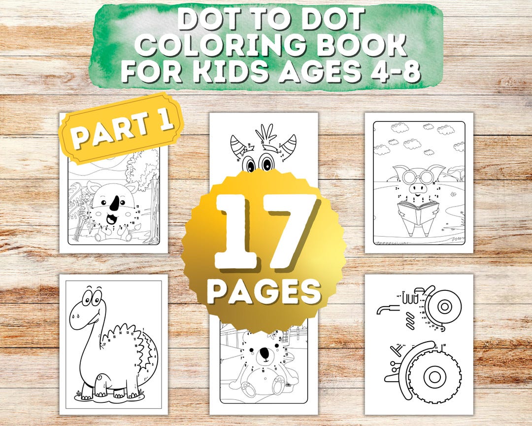 Dot to Dot Coloring Book for Kids Part 1, 17 Fun & Educational Puzzles ...