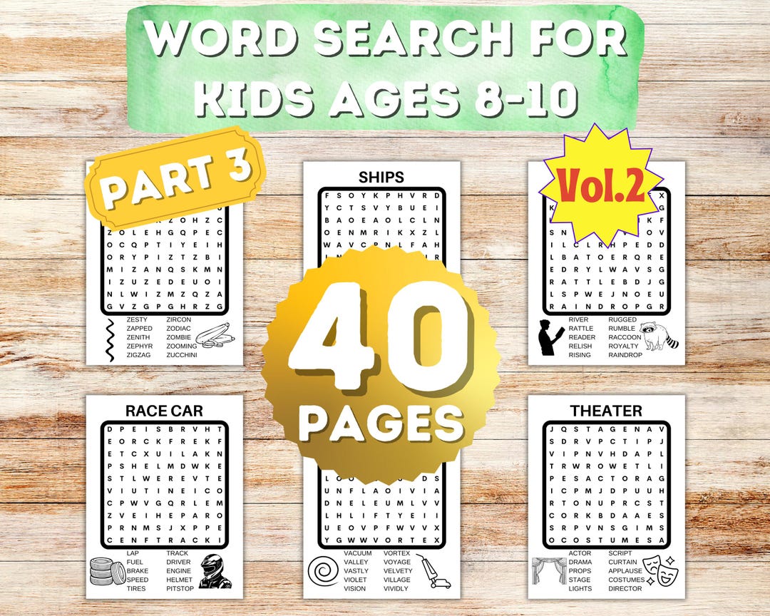 Word Search for Kids Ages 8-10, Vol 2 - Part 3: 40 Fun Puzzles ...