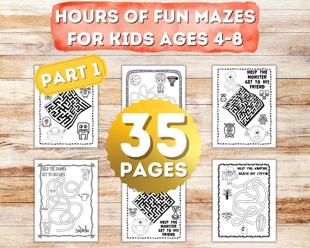 Mazes for Kids Ages 4-8: Part 1, 35 Engaging Maze Puzzles, Digital ...