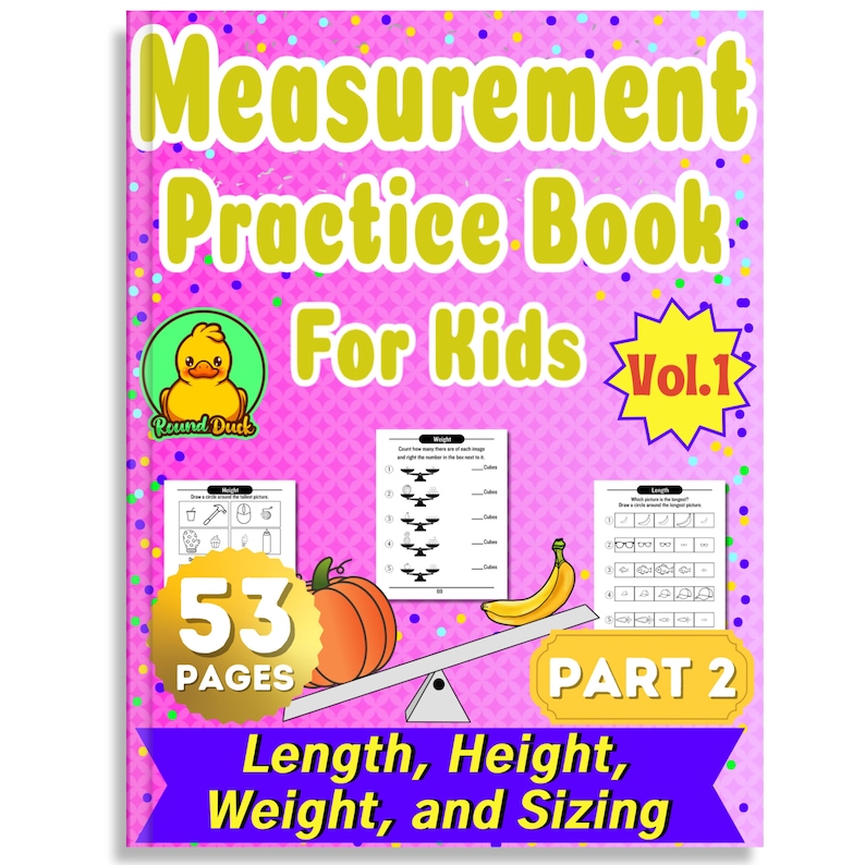 Measurement Practice Book for Kids Part 2 Vol1 Length Height Weight and ...