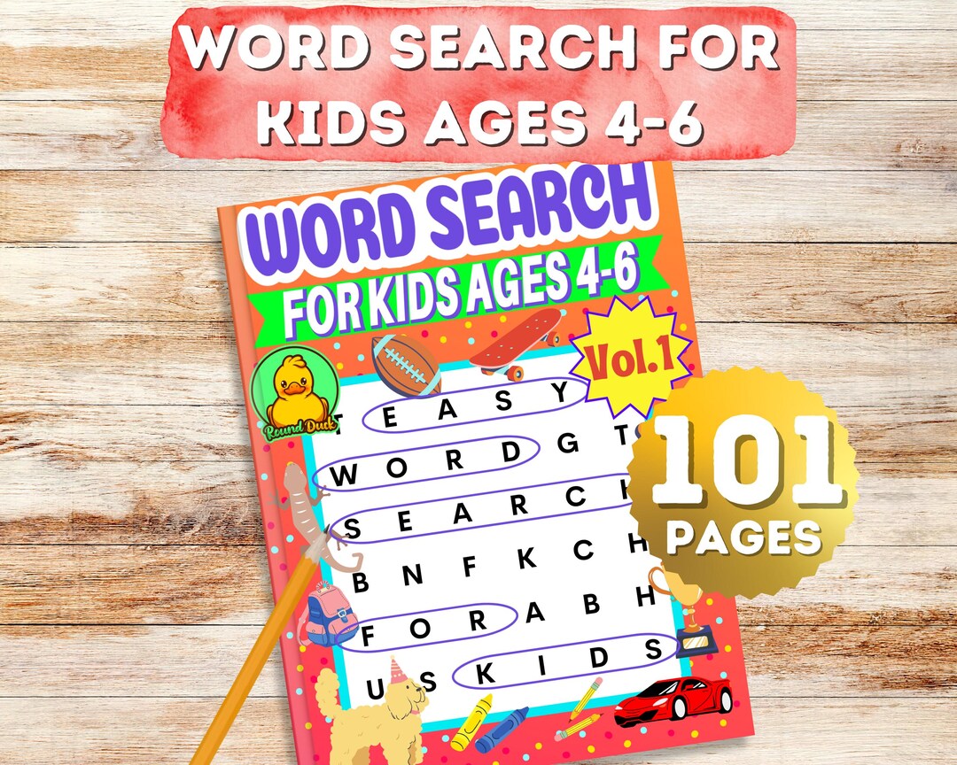 Word Search for Kids Ages 4-6: 100 Fun Puzzles | Digital Downloadable ...