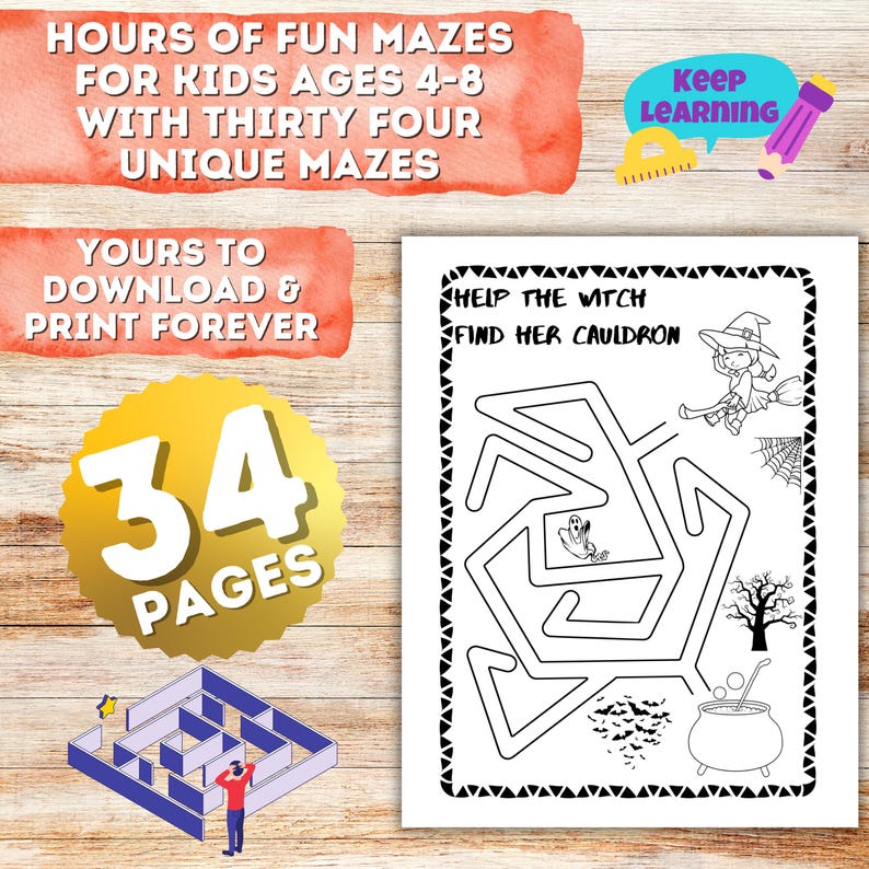 Mazes for Kids Ages 4-8: Part 3, 34 Engaging Maze Puzzles, Digital ...