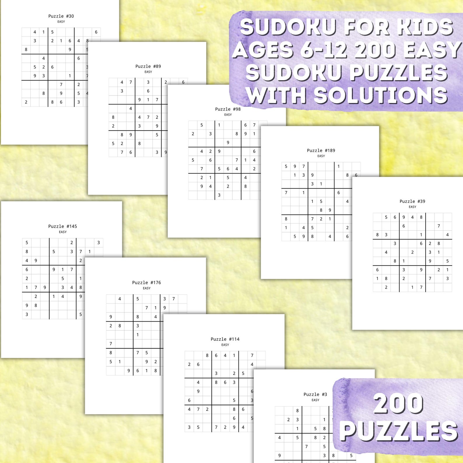 Sudoku for Kids Ages 6-12 Vol 1: 200 Easy Puzzles W/ Instructions ...