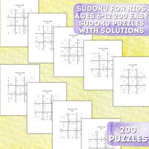 Sudoku for Kids Ages 6-12 Vol 1: 200 Easy Puzzles W/ Instructions ...