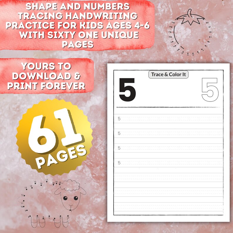 Shapes & Numbers Tracing Practice for Kids Ages 4-6 Part 2, Teaches ...