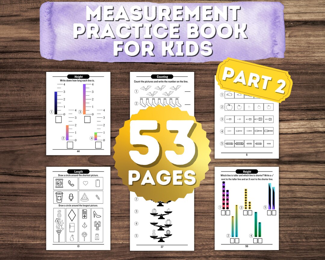 Measurement Practice Book for Kids Part 2 Vol1 Length Height Weight and ...