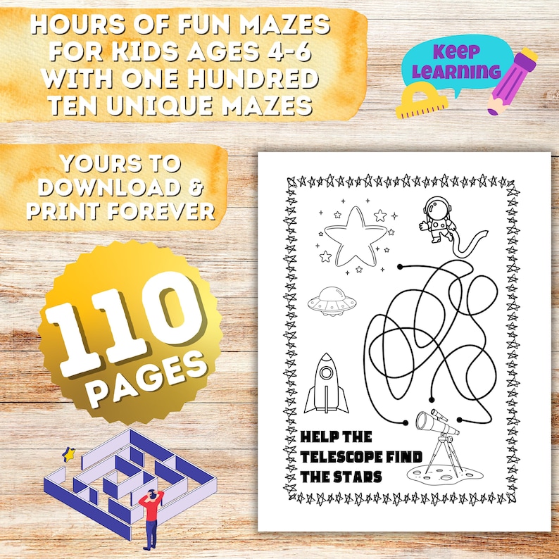 Mazes for Kids Ages 4-6: 110 Engaging Maze Puzzles, Digital ...
