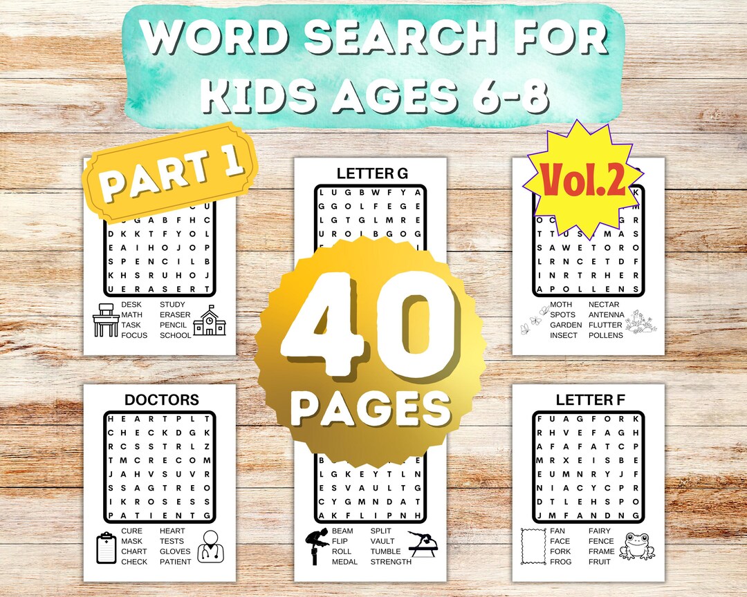 Word Search for Kids Ages 6-8, Vol 2 - Part 1: 40 Fun Puzzles | Digital ...