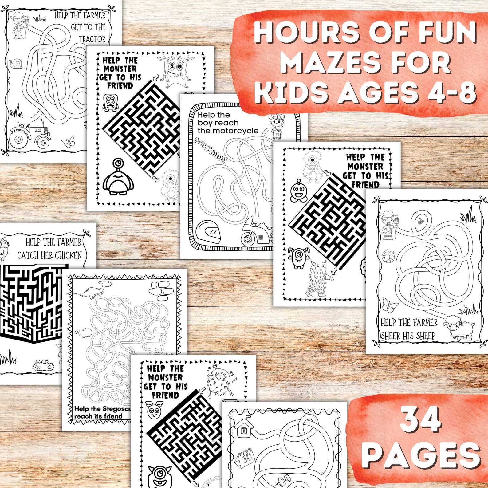 Mazes for Kids Ages 4-8: Part 3, 34 Engaging Maze Puzzles, Digital ...