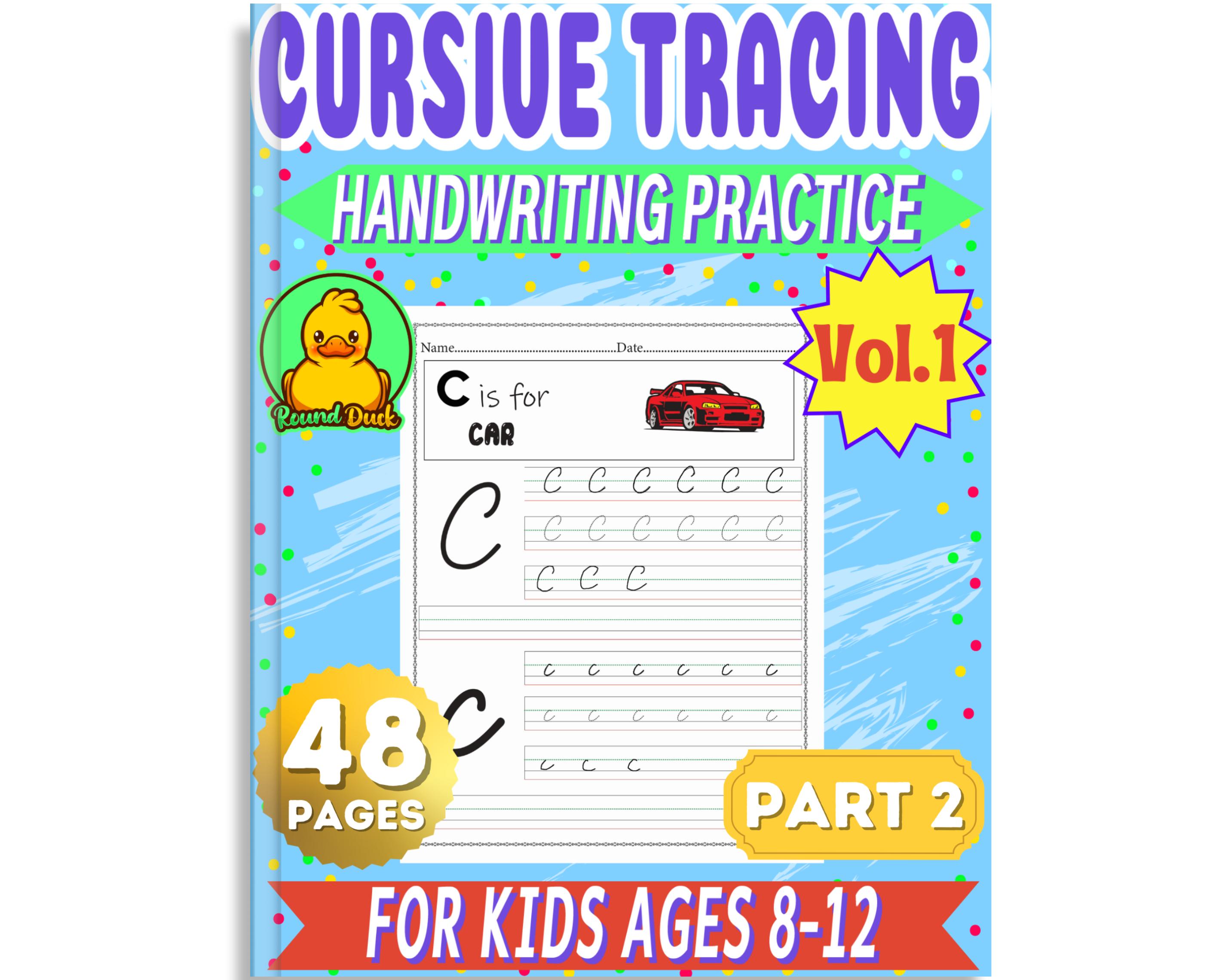 Cursive Tracing Handwriting Practice for Ages 8-12 Part 2, 48 ...