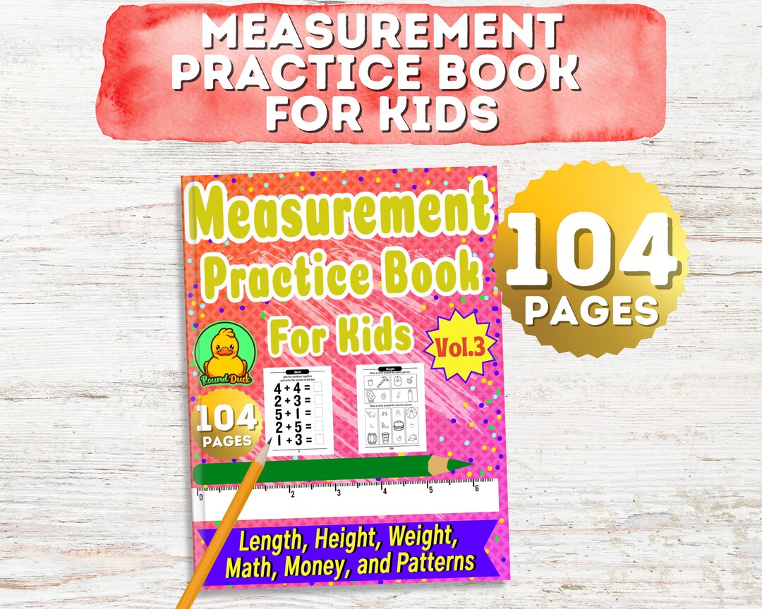 Measurement Practice Book for Kids Vol3, Length Height Weight Math ...