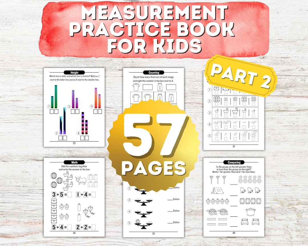 Measurement Practice Book for Kids Part 2 Vol3 Length Height Weight ...
