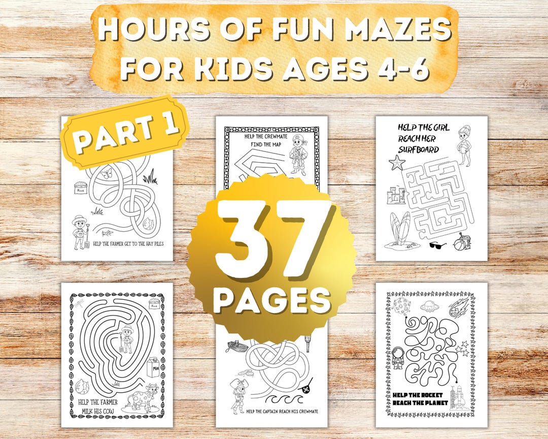 Mazes for Kids Ages 4-6 Part 1, 37 Engaging Maze Puzzles, Digital ...