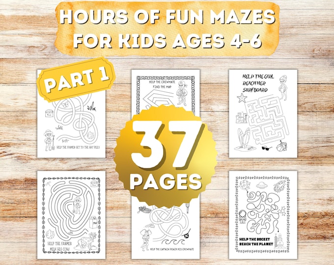 Mazes for Kids Ages 4-6 Part 1, 37 Engaging Maze Puzzles, Digital ...