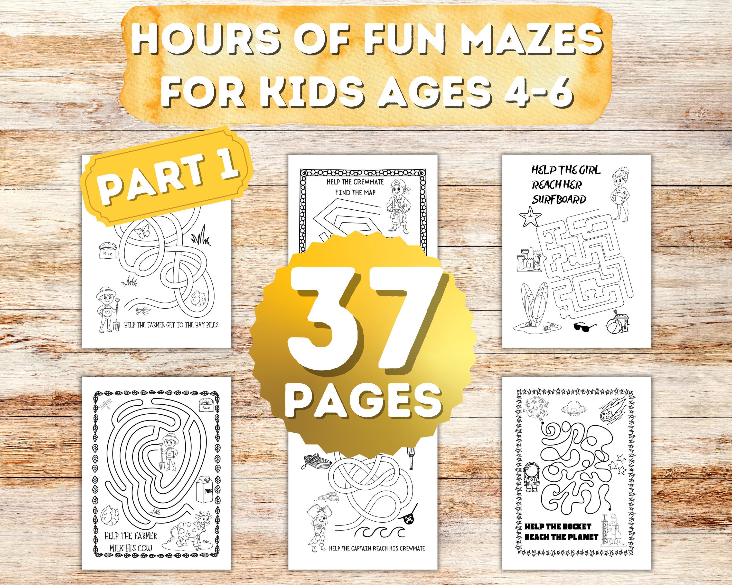 Mazes for Kids Ages 4-6 Part 1, 37 Engaging Maze Puzzles, Digital ...