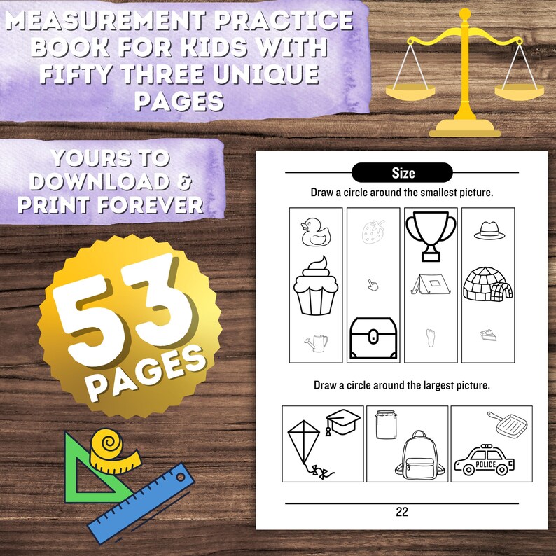 Measurement Practice Book for Kids Part 2 Vol1 Length Height Weight and ...
