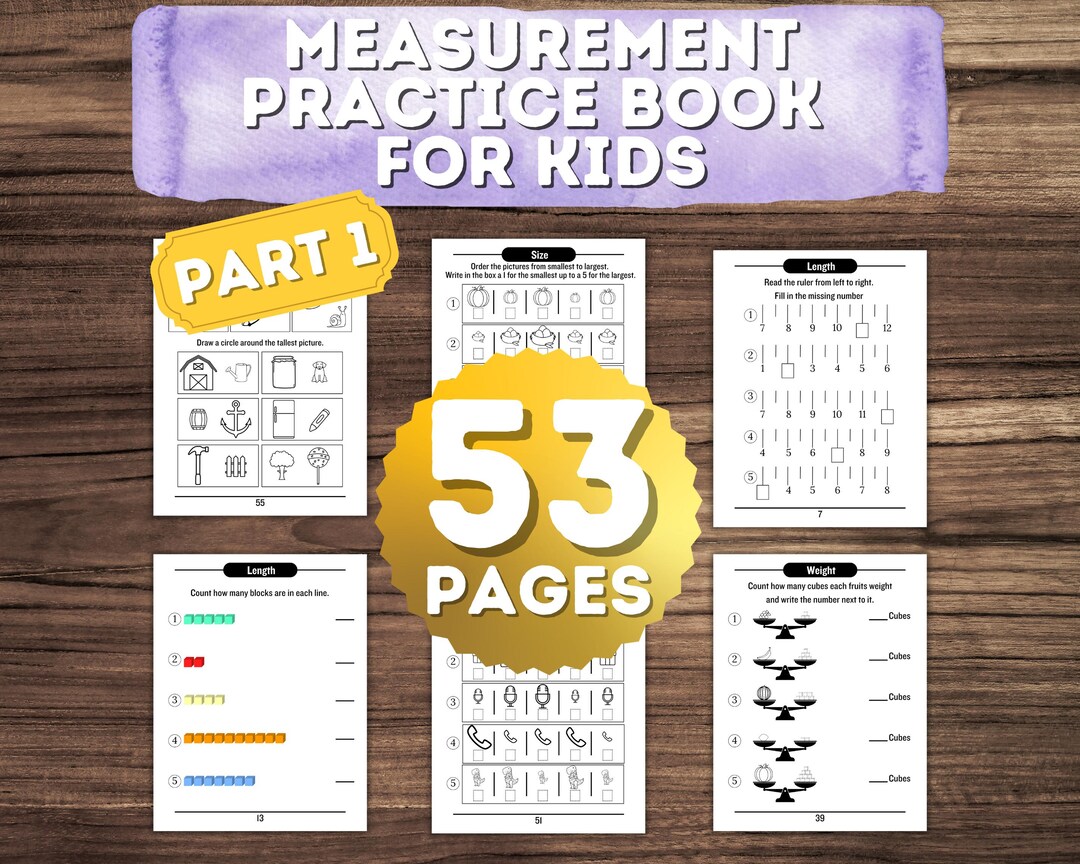 Measurement Practice Book for Kids Part 1 Vol1 Length Height Weight and ...