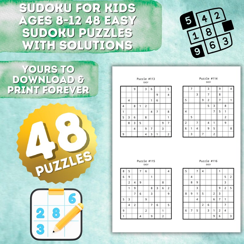 Sudoku for Kids Ages 8-12, Vol 3 - Part 3: 48 Easy Puzzles With ...