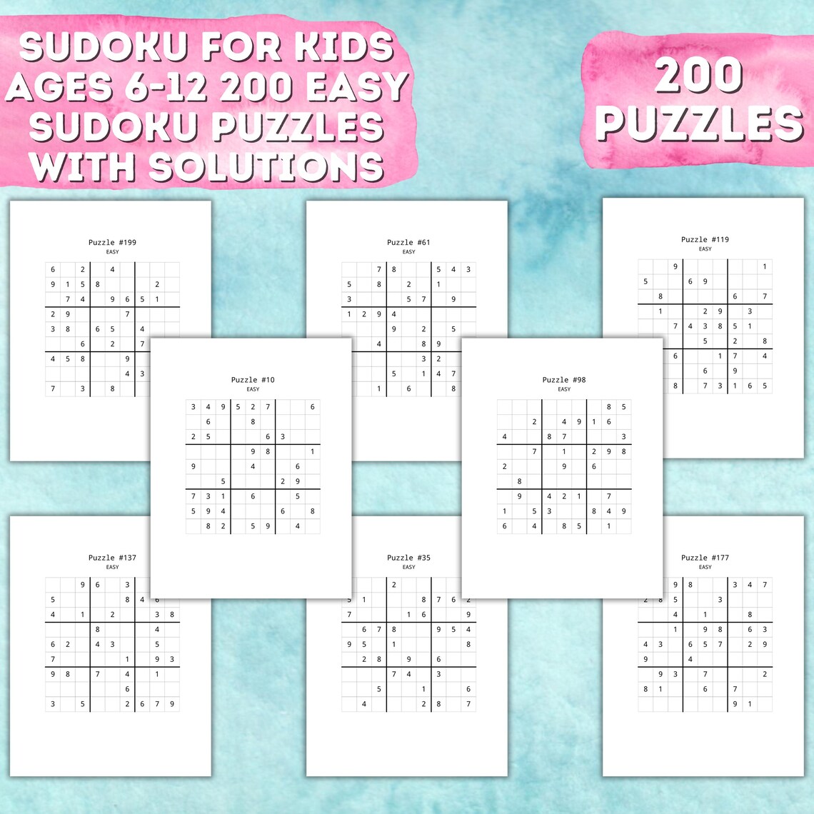 Sudoku for Kids Ages 6-12 Vol 2: 200 Easy Puzzles W/ Instructions ...