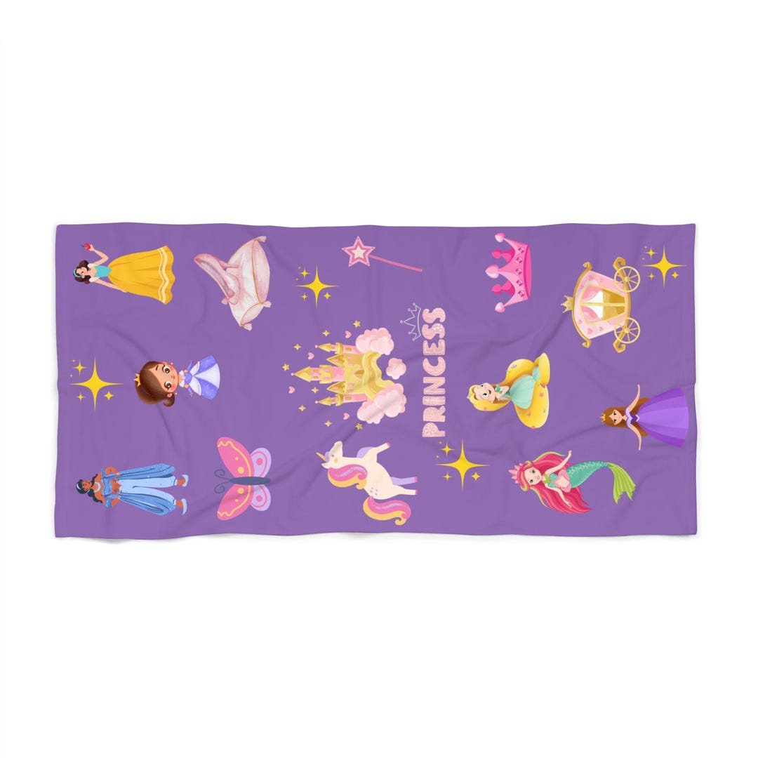 Princess Bath Towel for Kids - Soft, Absorbent Design With Castles ...