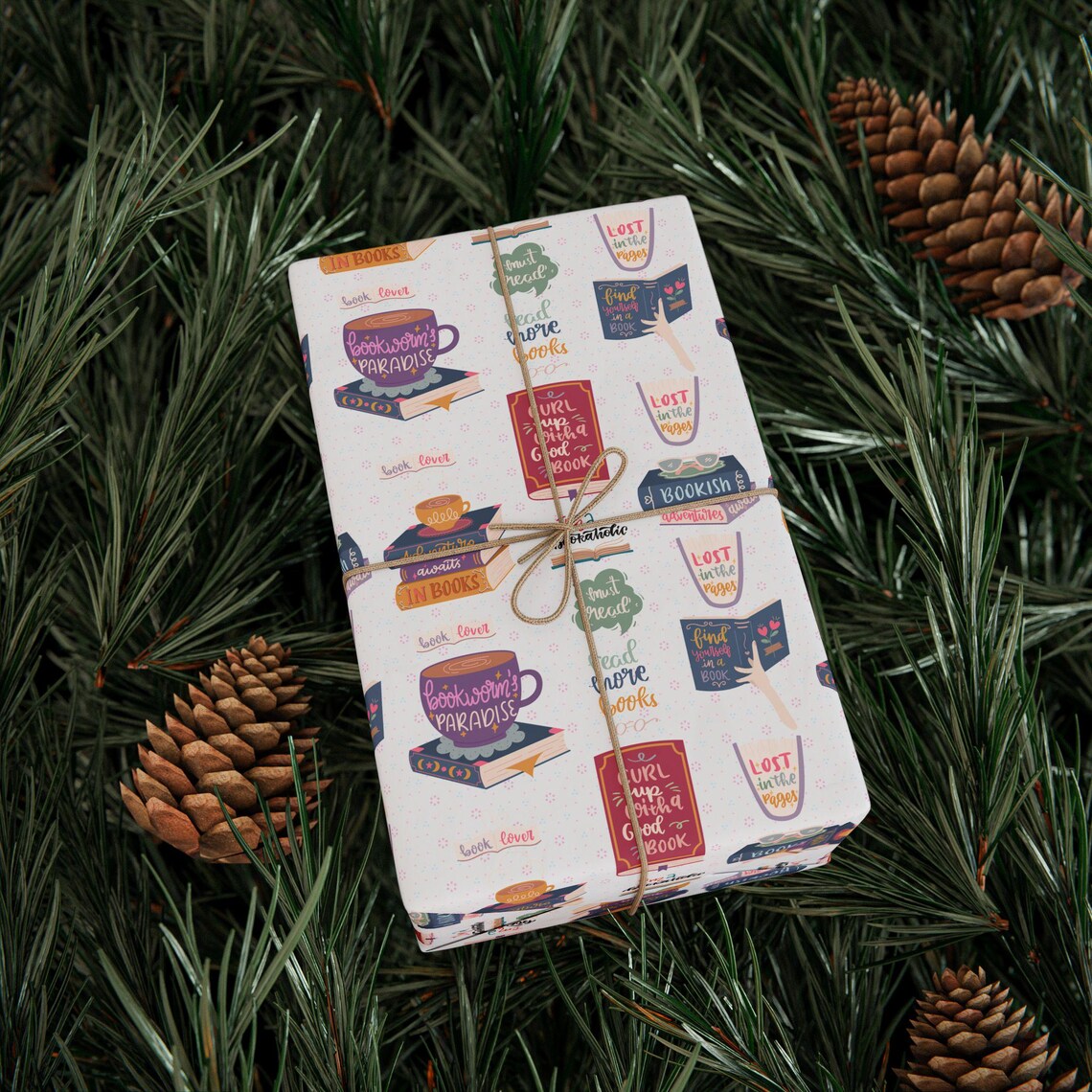 Book Lover Groovy Wrapping Paper, Retro Gift Wrap, Reading Enthusiast ...