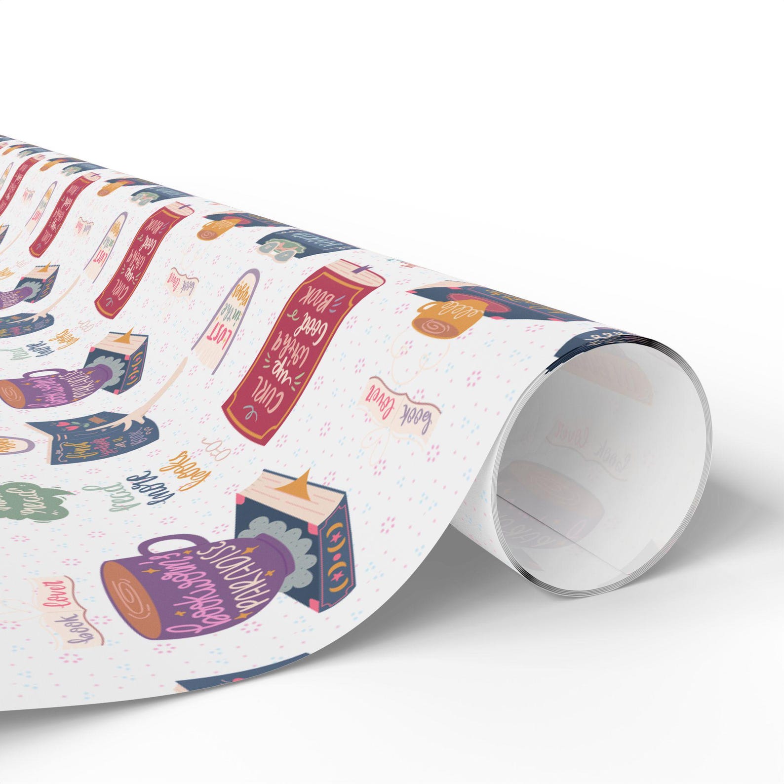 Book Lover Groovy Wrapping Paper, Retro Gift Wrap, Reading Enthusiast ...