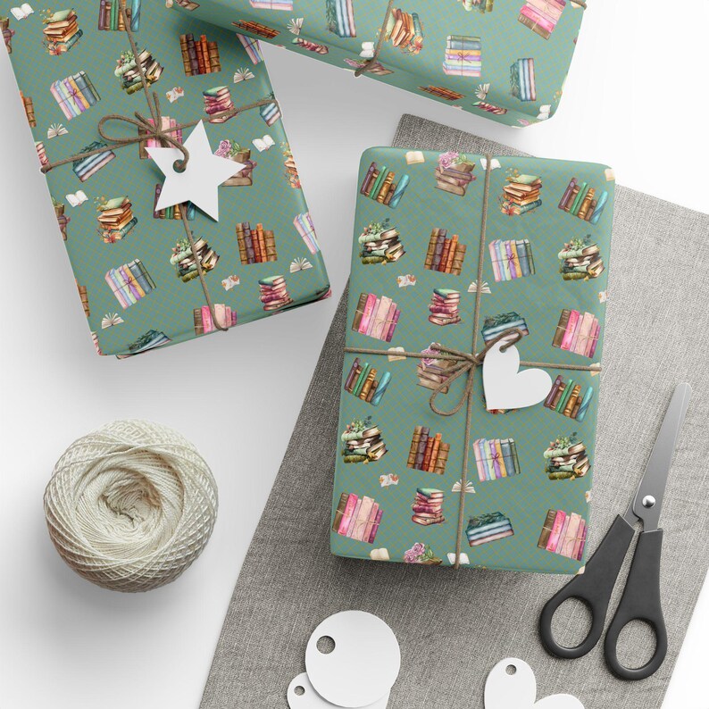 Book Themed Wrapping Paper Literary Gift Wrap for Book Lovers, Bookworm ...