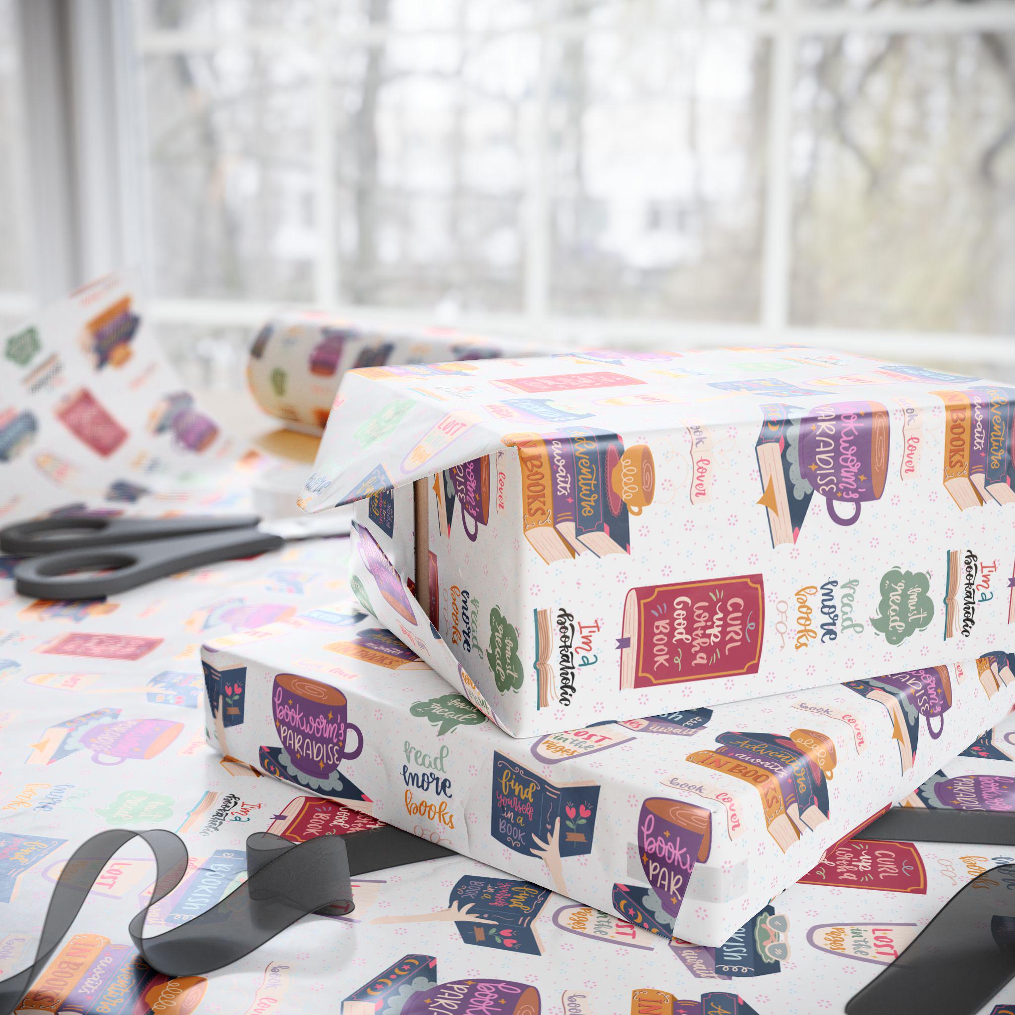 Book Lover Groovy Wrapping Paper, Retro Gift Wrap, Reading Enthusiast ...