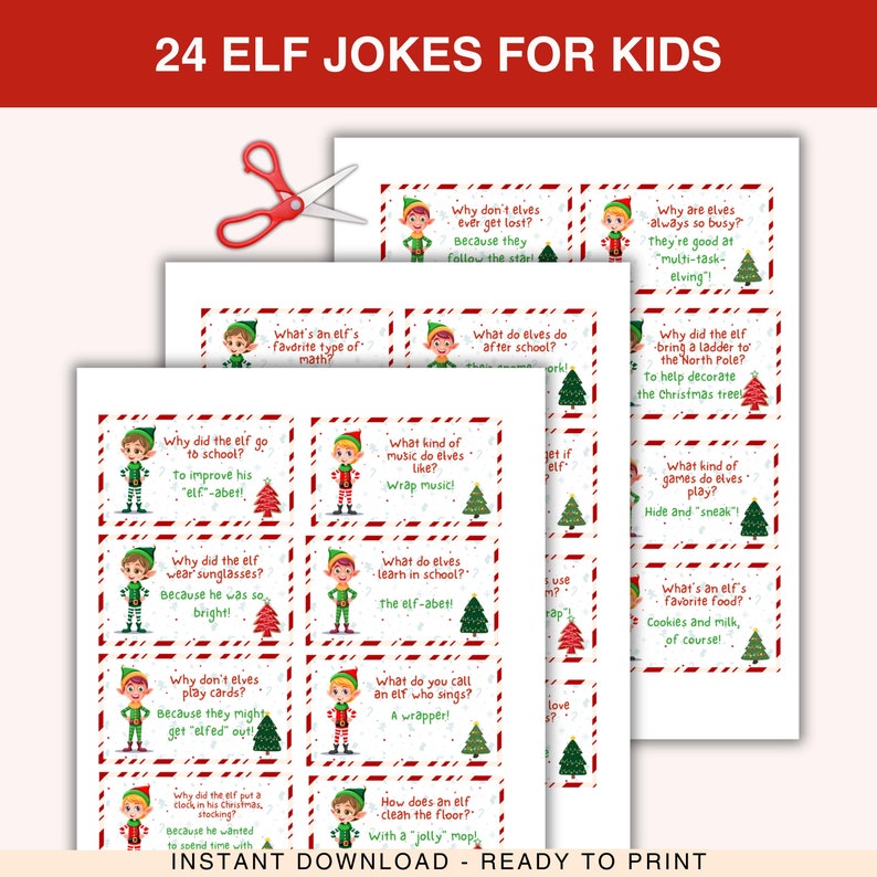 24 Fun Elf Jokes for Kids, Printable Elf Activity, Christmas Elf Joke ...