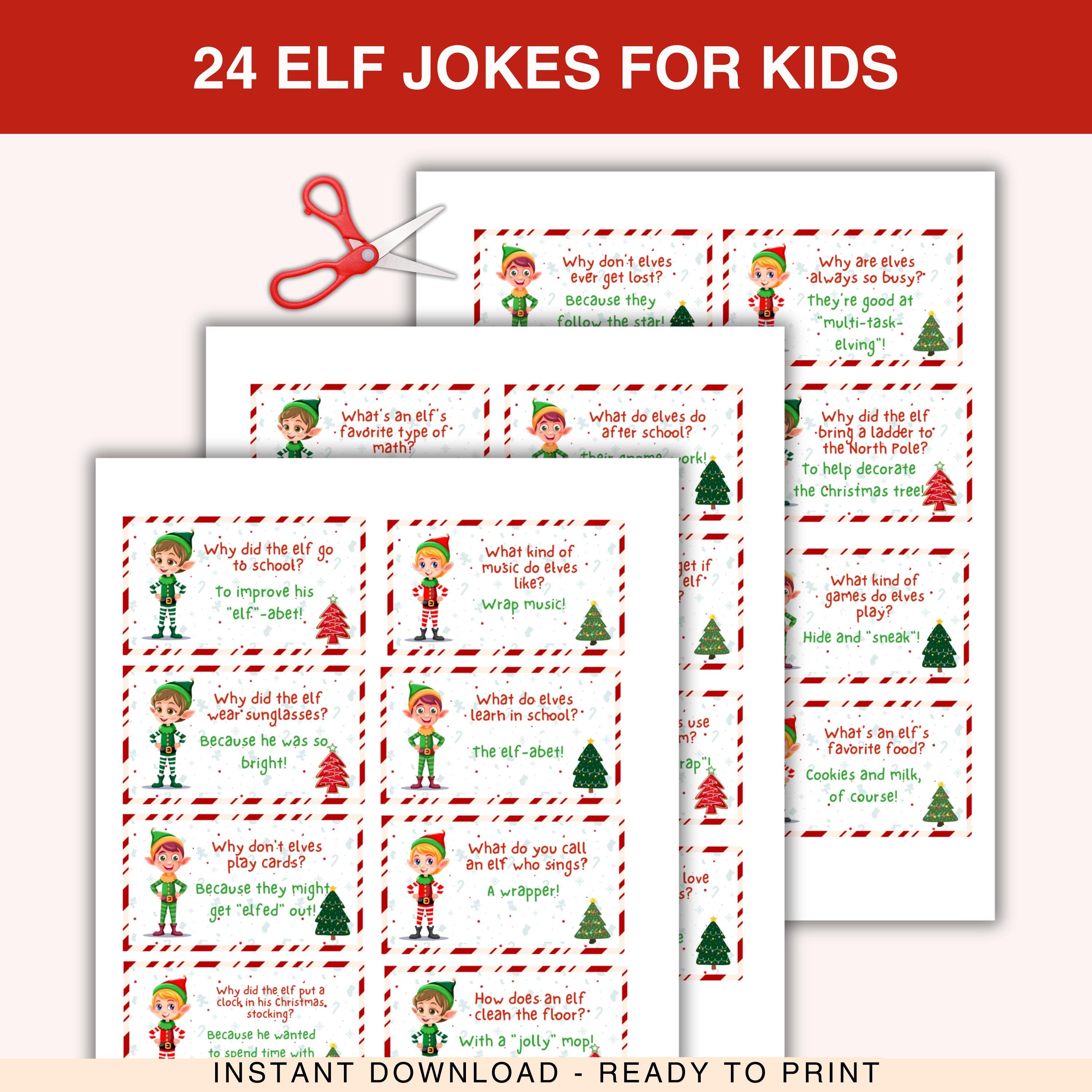 24 Fun Elf Jokes for Kids, Printable Elf Activity, Christmas Elf Joke ...