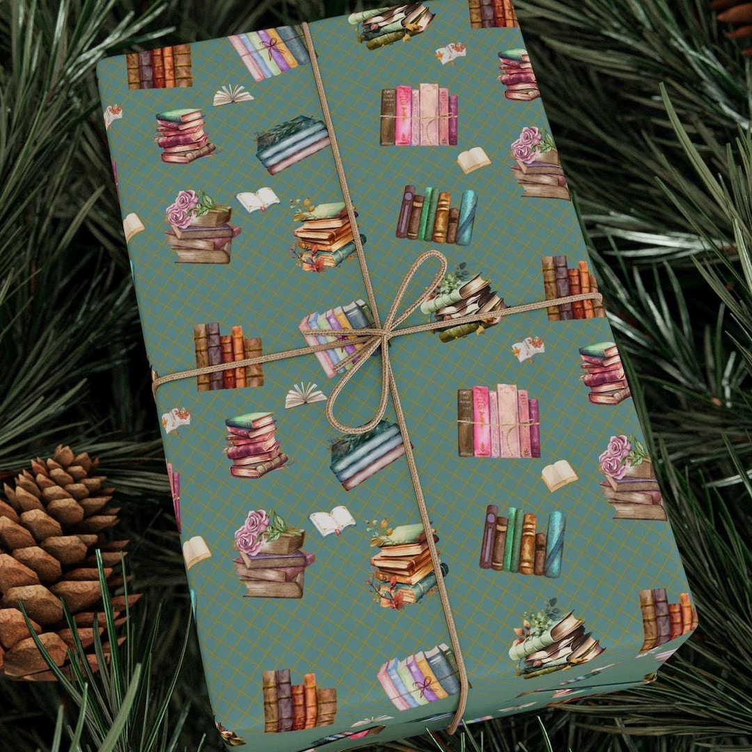 Book Themed Wrapping Paper Literary Gift Wrap for Book Lovers, Bookworm ...