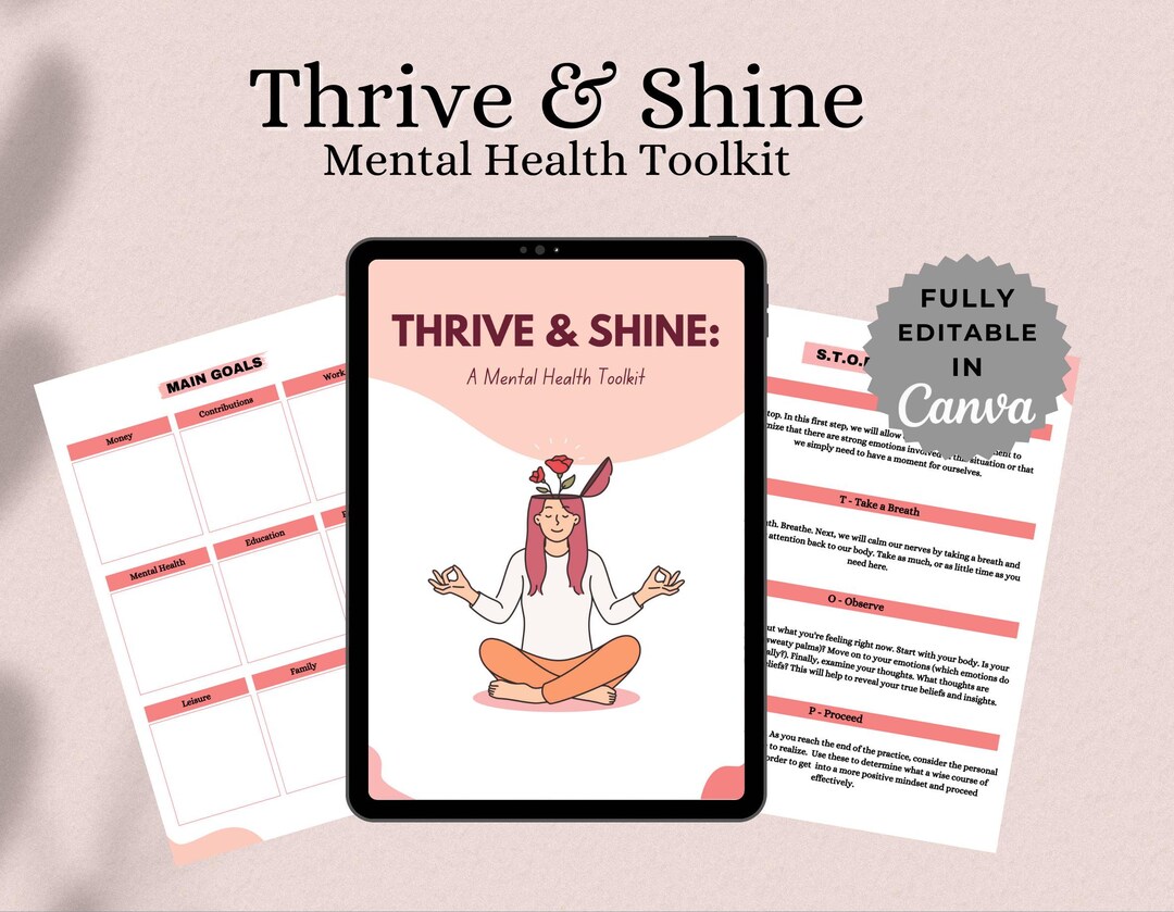 Thrive & Shine: Digital File Mental Health Toolkit for Stress Relief ...