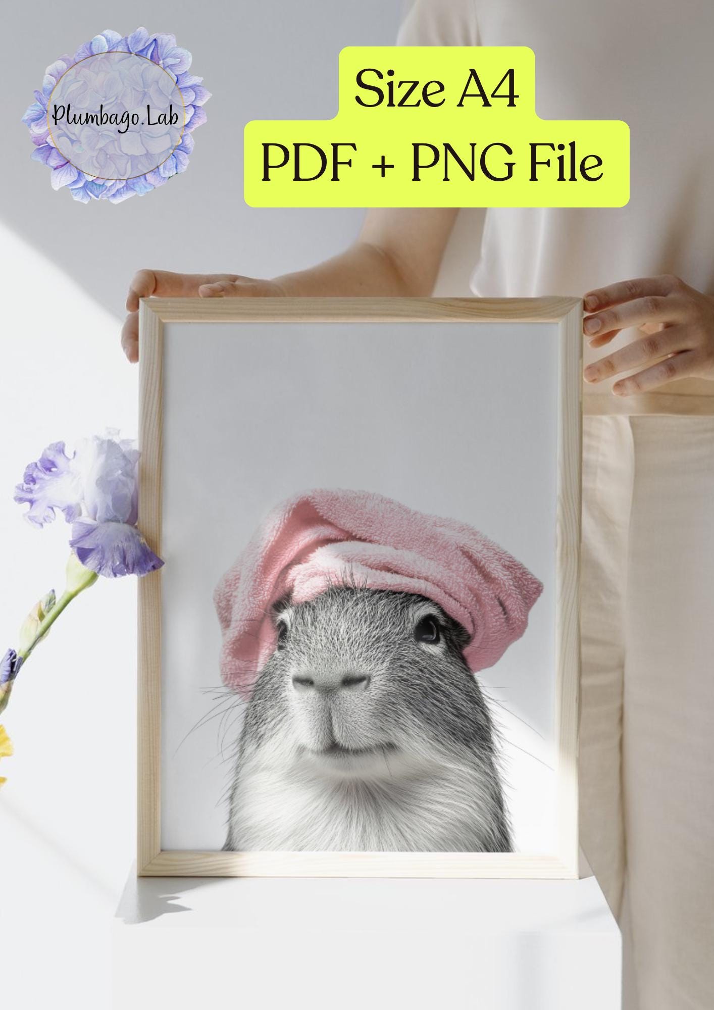 Cute Capybara Digital Art Print, Wall Decor, Bathroom Art, Capybara ...