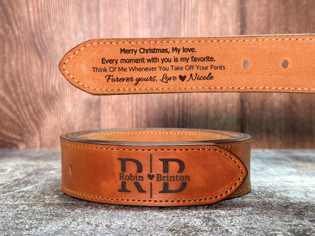 Engraved Leather Belt for Him, Custom Men's Belt, Personalized Genuine ...