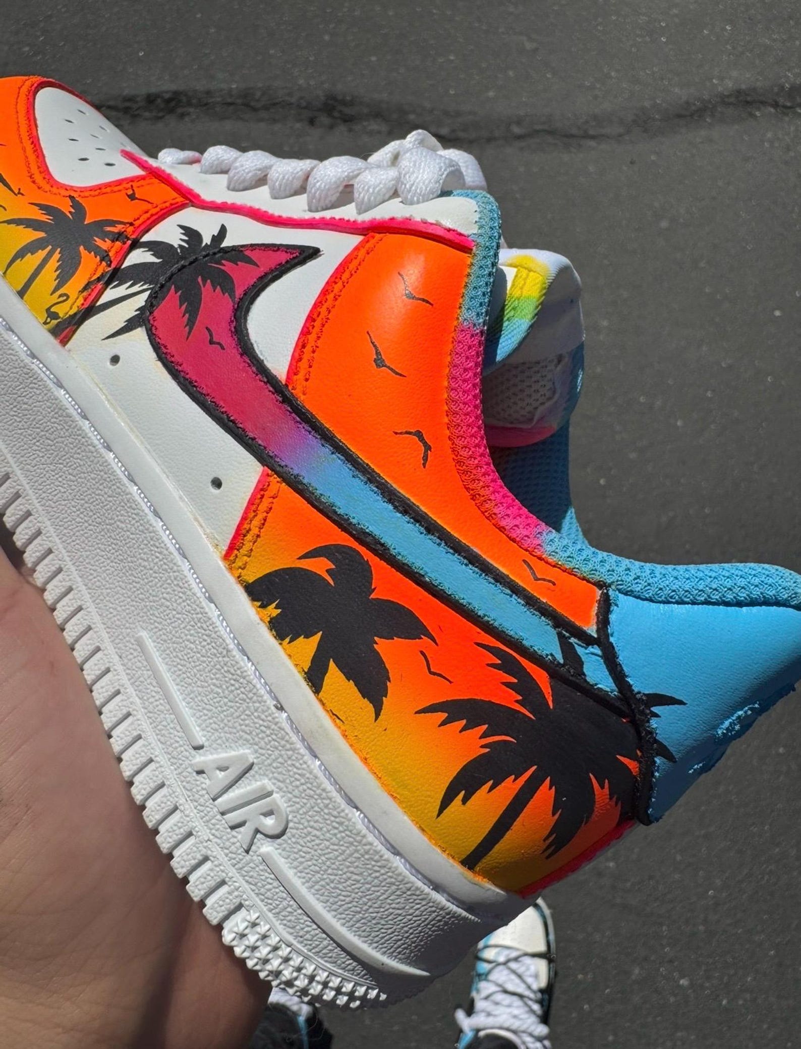Hand-painted Sunset Palm Tree Air Force 1s: Custom Beach Sneakers - Etsy