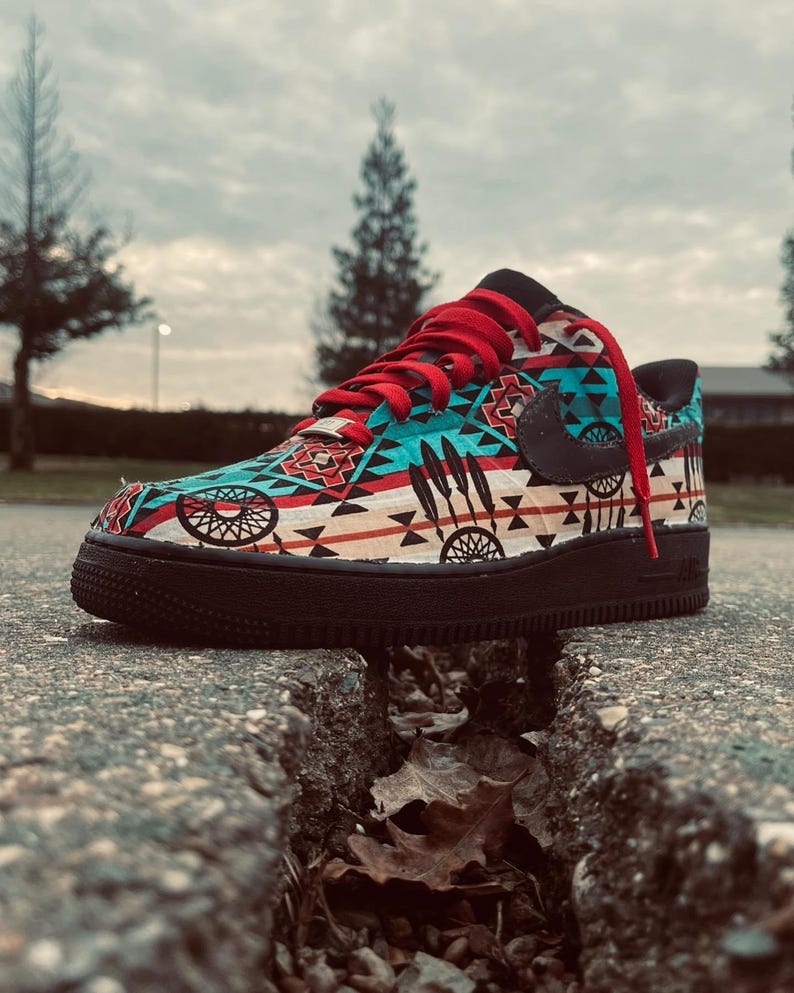 Custom Air Force 1 Tribal Pattern Sneakers | Hand Painted Geometric Art ...