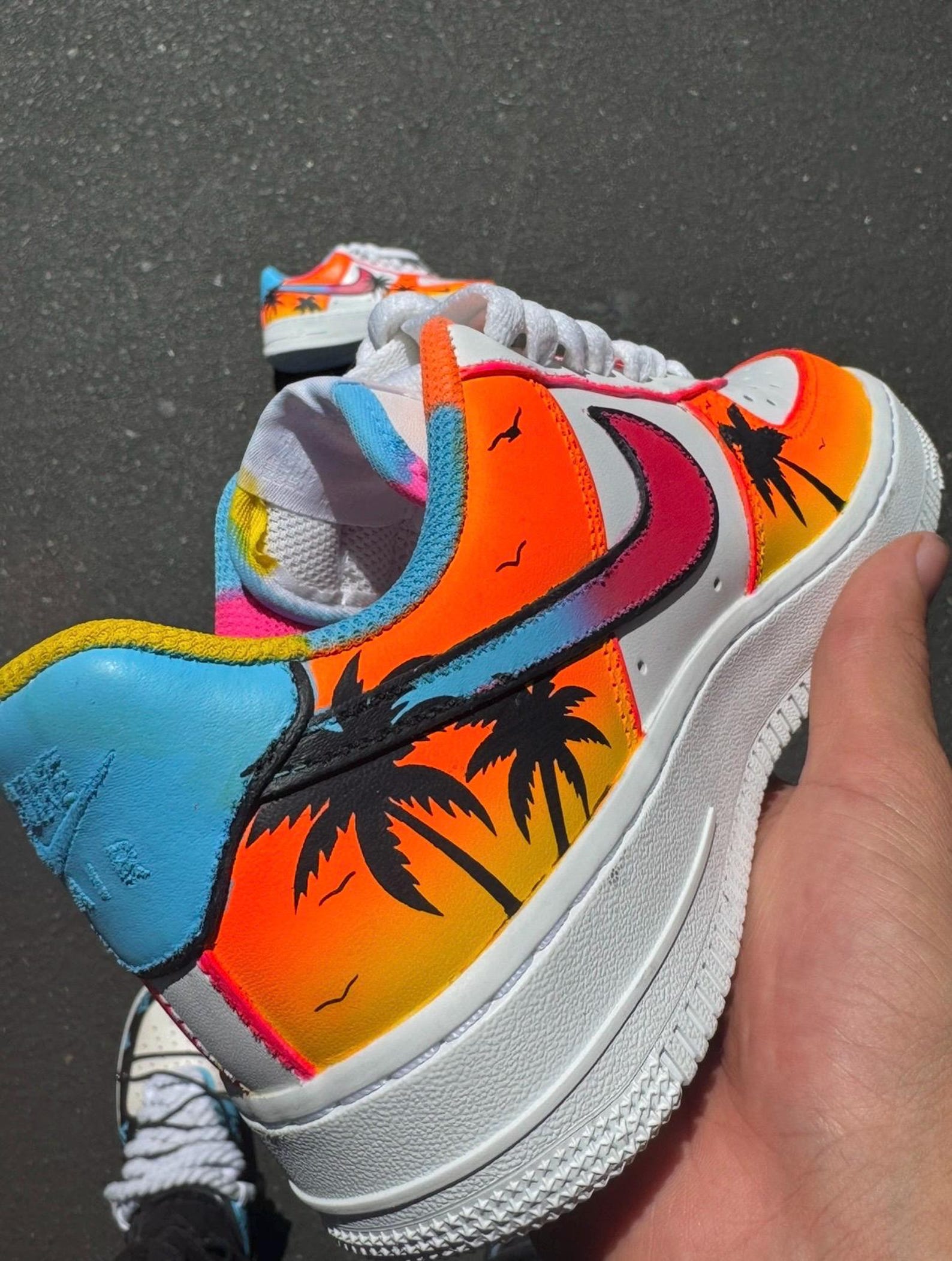 Hand-painted Sunset Palm Tree Air Force 1s: Custom Beach Sneakers - Etsy