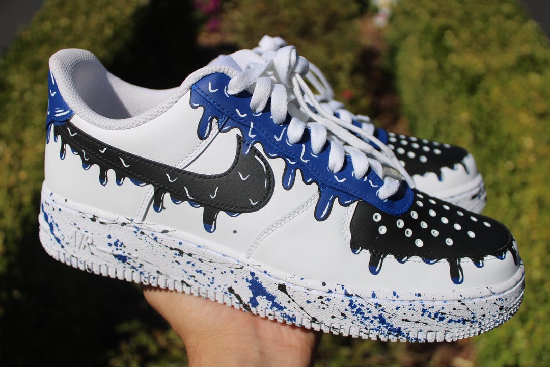 Custom Drip Air Force 1s | Blue Splatter Custom Shoes | Personalized ...