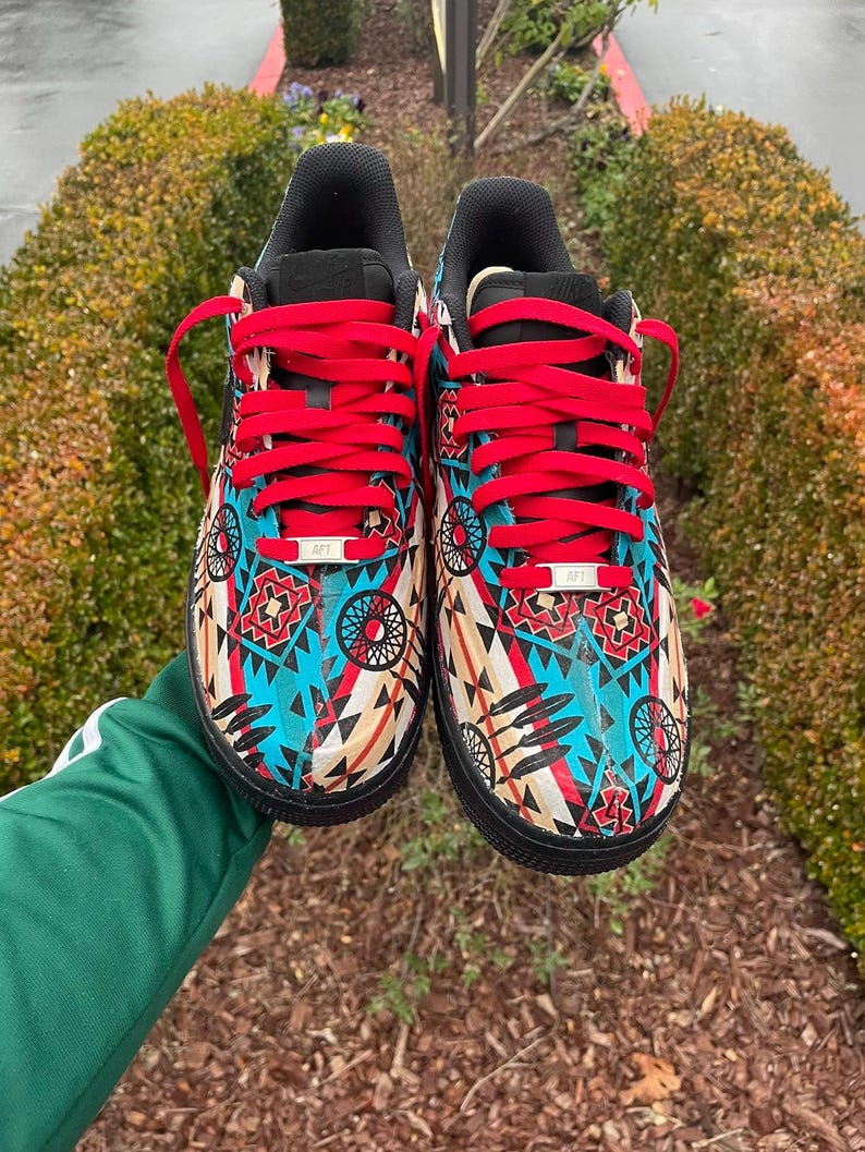 Custom Air Force 1 Tribal Pattern Sneakers | Hand Painted Geometric Art ...