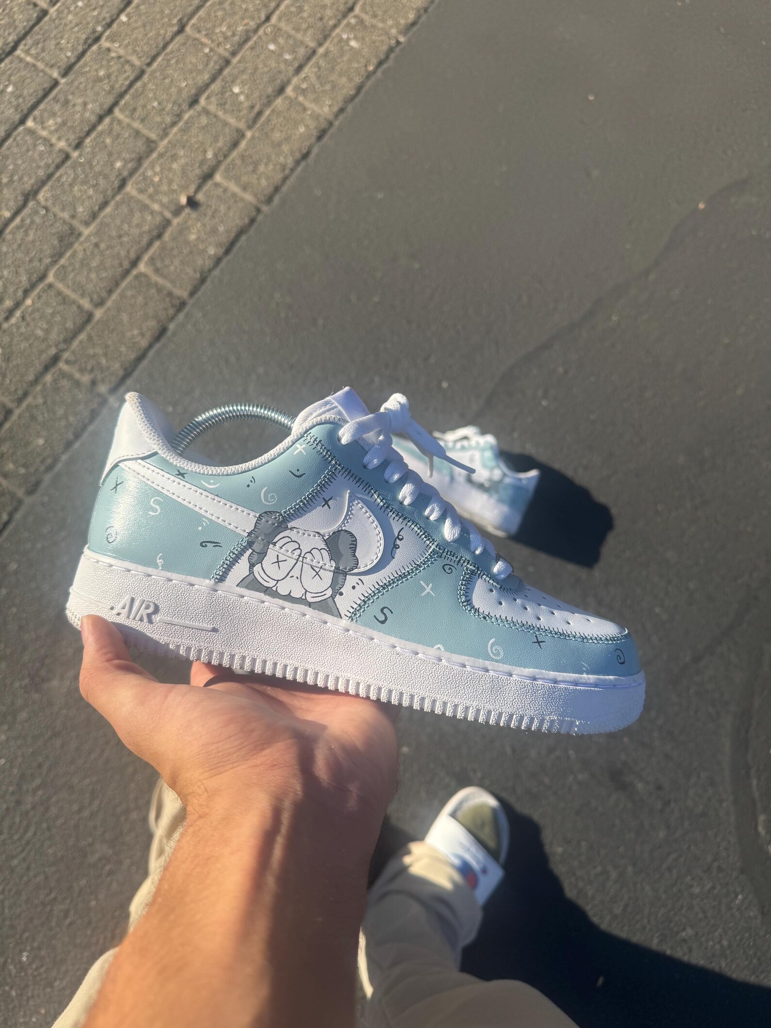 Custom Air Force 1 Blue Aesthetic Sneakers | Hand Painted Minimal ...
