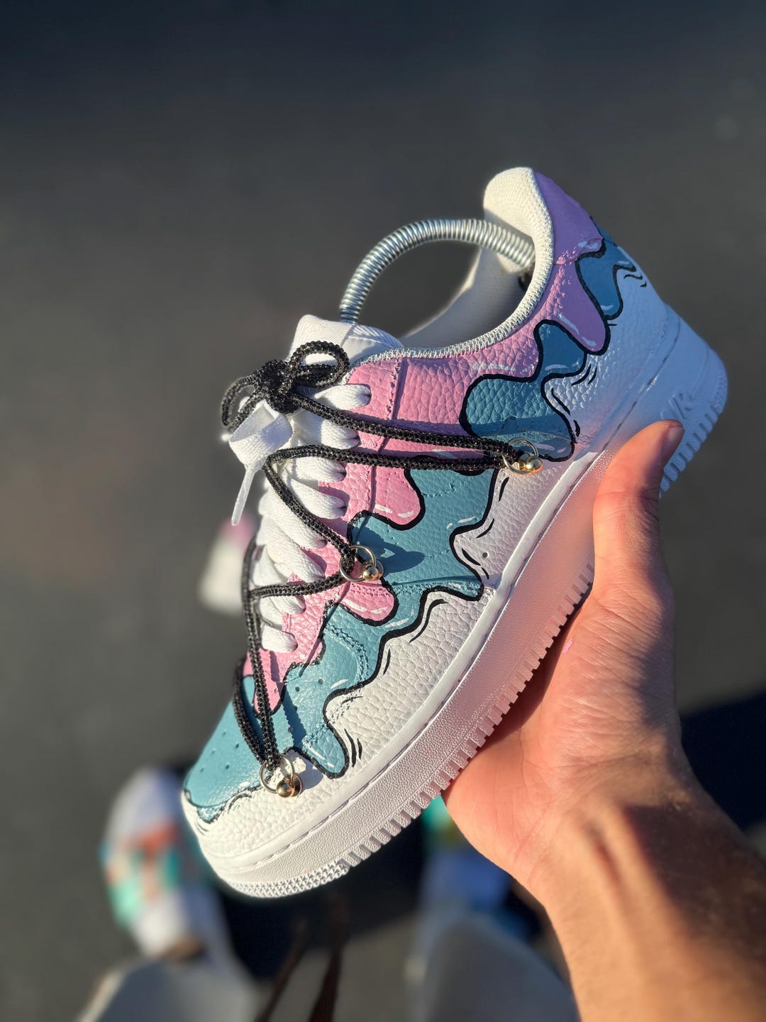 Custom Drip Air Force 1s – Hand-painted Pink & Blue Ice Cream Drip ...