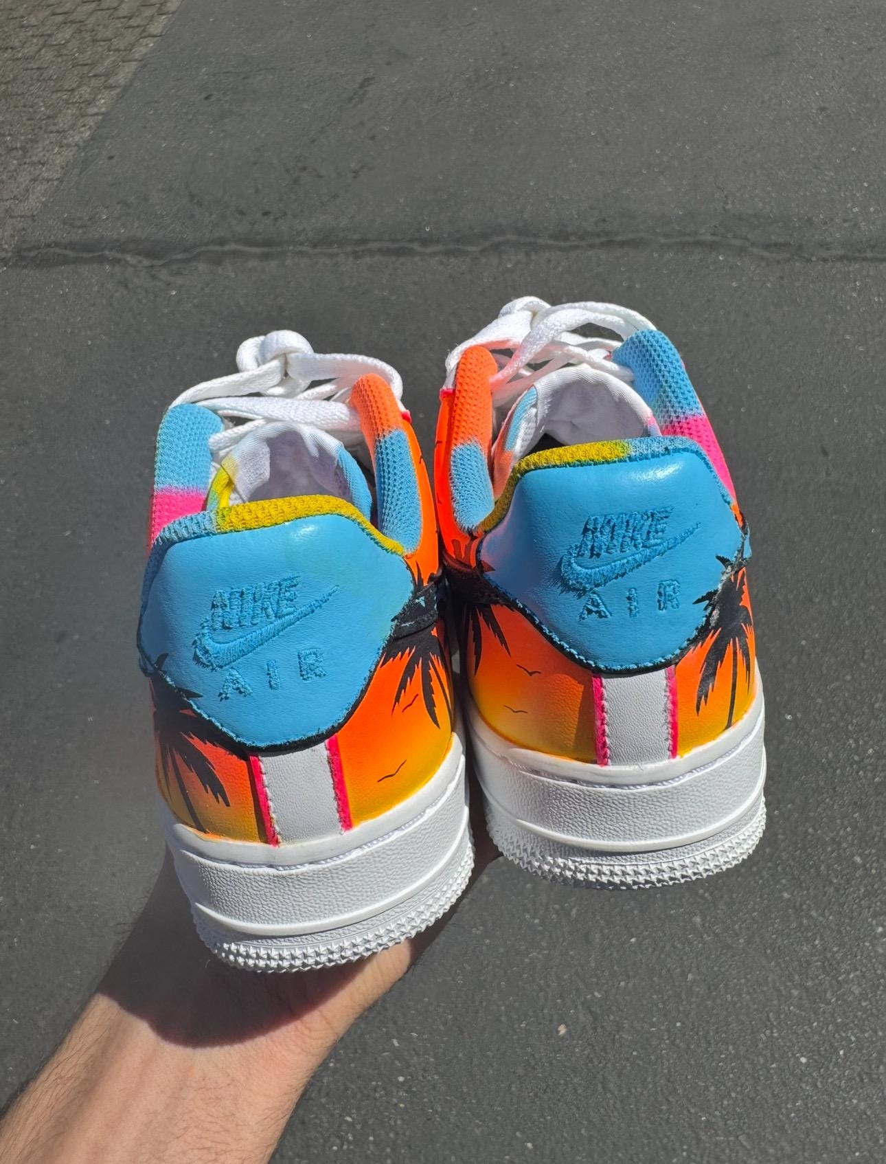 Hand-painted Sunset Palm Tree Air Force 1s: Custom Beach Sneakers - Etsy
