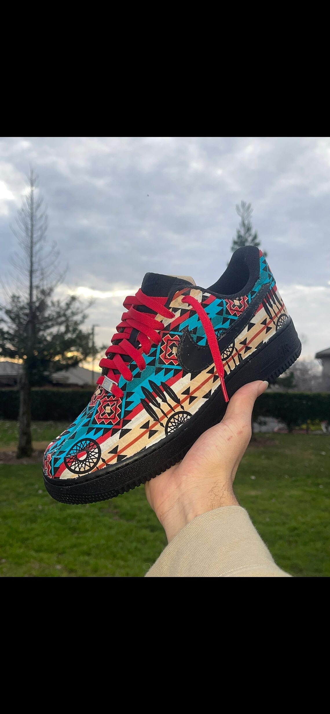 Custom Air Force 1 Tribal Pattern Sneakers | Hand Painted Geometric Art ...