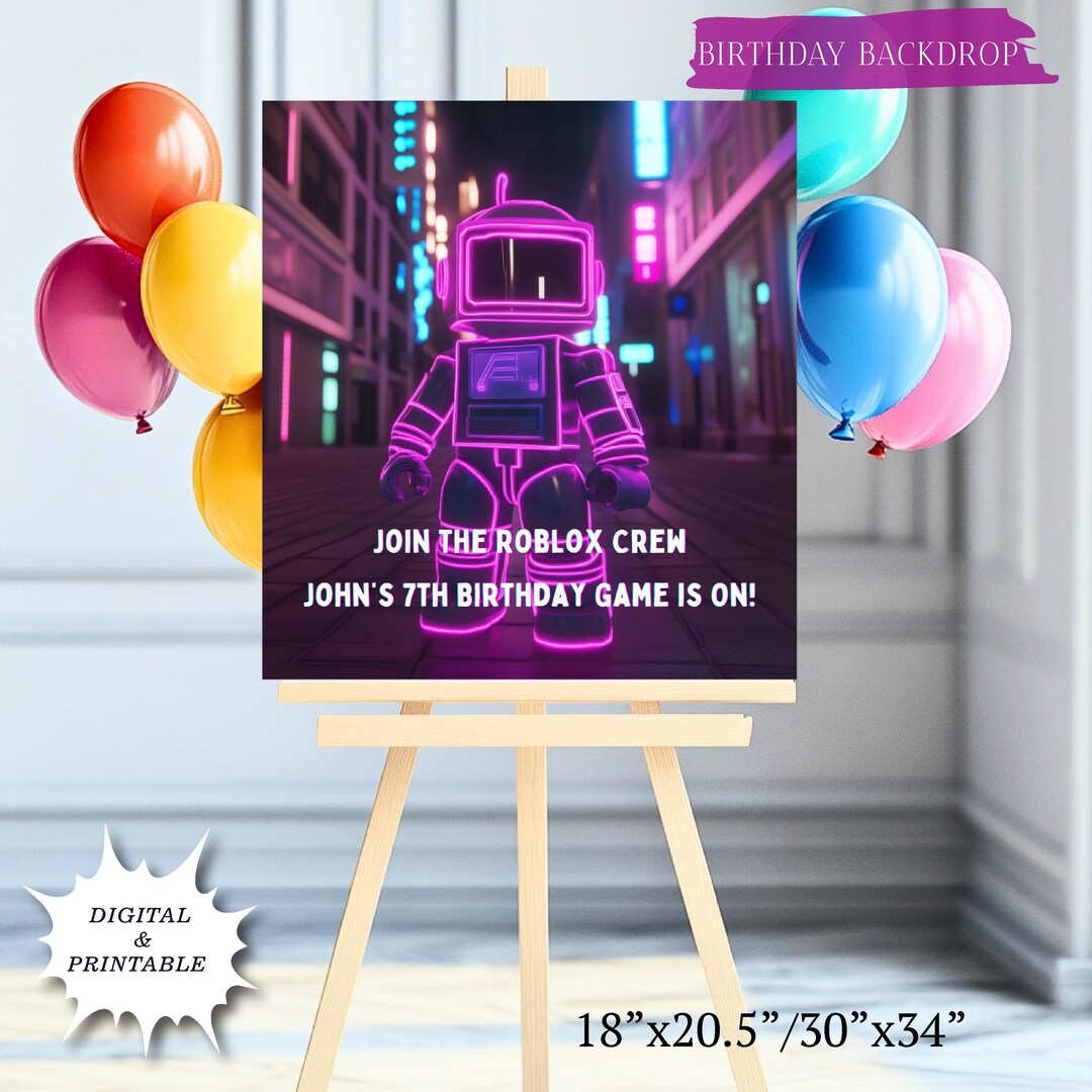 Roblox - Welcome Board,customized Birthday Poster, Roblox -party ...