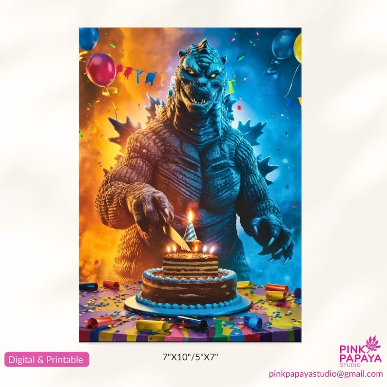 Godzilla Birthday Invitation: Customized Party Theme (digital ...