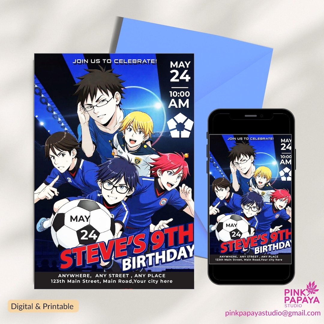 Bluelock Manga Birthday Invitation: Nagi, Bachira & Isagi (digital ...