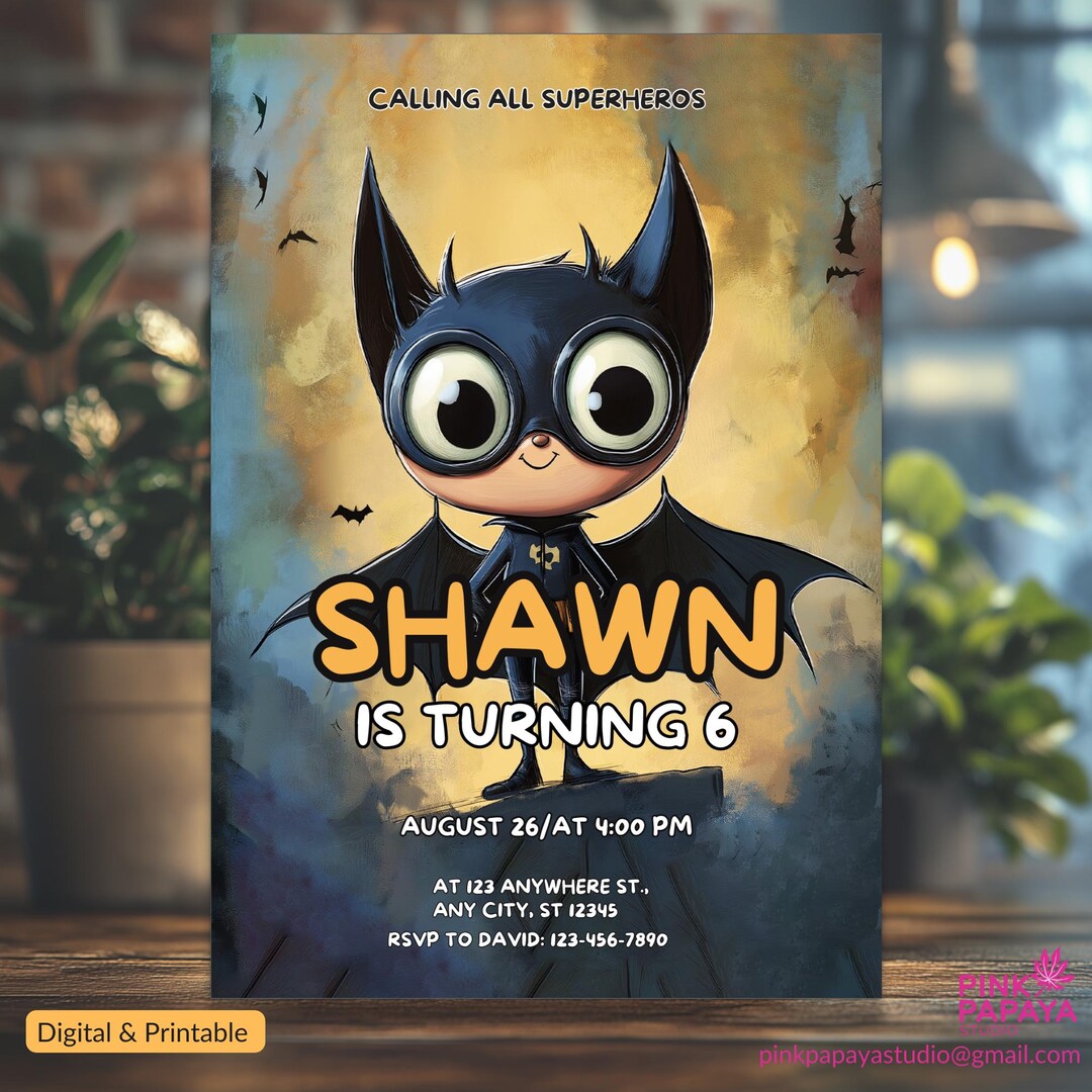 Personalised/editable Bat Guy Birthday Card,superhero, Bat Inspired ...